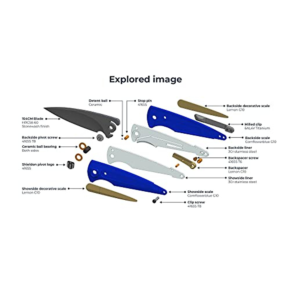 SHIELDON Colibri Pocket Knife 154CM Steel 2.91'' Blade G10 Handle Titanium Pocket Clip Folding Knife, Nested Liner Lock EDC Knife (stonewash)