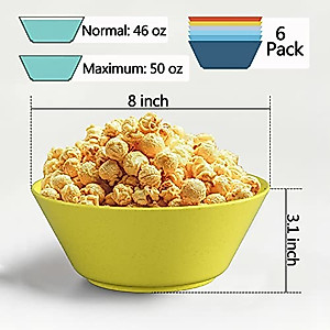 Homestockplus 50 Oz Large Cereal Bowls, Unbreakable Salad Bowl Set of 6, Sturdy and Stackable Serving Bowls, Microwave Dishwasher Safe Color Bowls Set for Oatmeal, Soup, Ramen, Salad, Snack -6 Colors