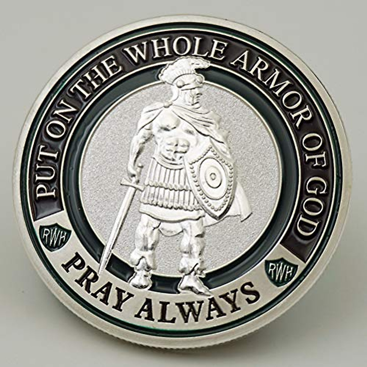 Armor of God Challenge Coin - Collectors Medallion - Antique Silver,