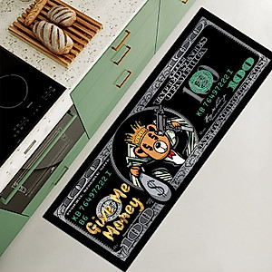 JUST BREATHE Black Money Rugs 100 Dollar Bill Rug Give Me Money Fun Bear Runner Rug 59"x24"