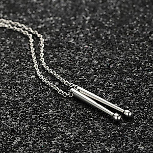 AZFVBQL Rock Drumstick Pendant Necklace for Men Drummer Gifts Stainless steel Cross Drum Stick Necklaces