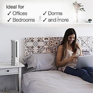 Lasko Air Stik Oscillating Tabletop Fan, Ultra-Slim Design, 2 Quiet Speeds, for Bedroom, Dorm Rooms, Office, 14", White, T14100