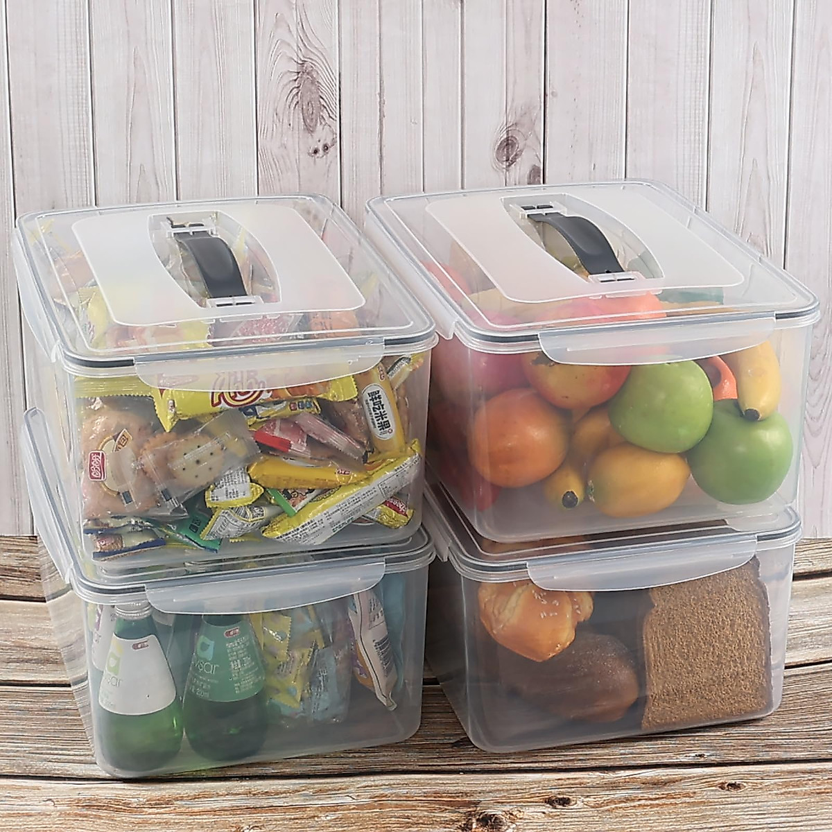 Doryh 14.5 L Clear Storage Bin with Sealed Lid, 4 Packs Plastic Airtight Food Storage Box