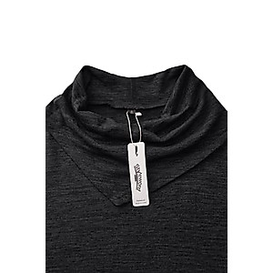 STYLEWORD 2024 Fall Sweater Dress Women's Tunic Tops for Leggings Long Sleeve Cowl Neck Elbow Patchs Casual Sweatshirts(Black3197,L)