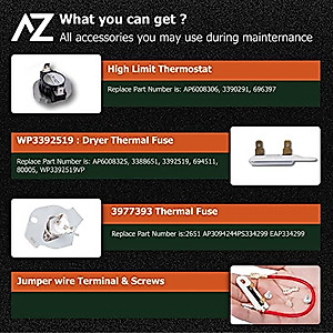 Dryer Heating Element Replaces For Whirlpool WED4815EW1 WED5000DW2 WED6200SW1 WED6600VW0 WED4800BQ1 WED4800XQ0 WED4800XQ1 WED4900XW0 WED49STBW1 WED5100VQ1 WED5200VQ1 WED5300SQ0 WED5540SQ0 WED7000DW1