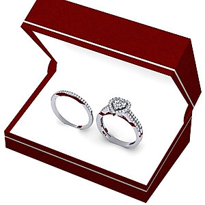 Dazzlingrock Collection 0.50 Carat (Cttw) 10K Round Diamond Women Split Shank Heart Shaped Engagement Ring Set 1/2 CT, White Gold, Size 5