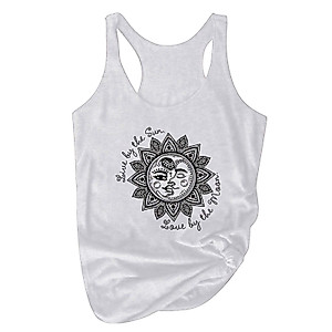 Padaleks Womens Sun Moon Tank Top Funny Printed Graphic Tees Shirts Summer Sleeveless O-Neck Casual Blouse Tops