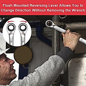 Towallmark 12-Piece Wrench Set, Reversible Ratcheting Combination Set, Metric 8mm-19mm, 72 Teeth, Cr-V Steel Ratchet Wrenches Set with Storage Bag for motorcycle/car /mechanical etc.