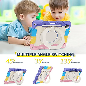 SLLMYYX 360 Degree Swivel 3in1 Shockproof Case for iPad Pro 12.9 inch 6th/5th/4th Gen with Shoulder Strap & Handle, 2022/2021/2020 with Shoulder Strap & Handle, Colorful Green