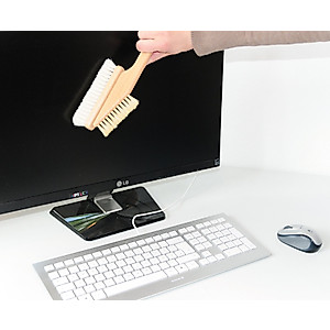 Redecker Natural Goat Hair Bristle Computer Brush, Non-Scratch and Anti-Static for Electronics, Oiled Beechwood Handle, 10-1/3-Inches Long, Made in Germany