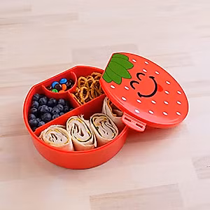 Good Banana Strawberry Kids Children’s Lunch Box - Leak-Proof, 4-Compartment Bento-Style Kids Lunch Box - Ideal Portion Sizes for Ages 3 to 7 - BPA-Free, Food-Safe Materials (Strawberry)