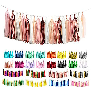 Rose Gold Tissue Paper Tassels Garland Banner for Party Birthday Wedding Decoration Baby Shower Table Decor (20 Pcs)