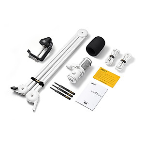 Deity VO-7U Boom Arm Kit USB Dynamic Podcast Microphone with RGB Lights for Game Podcast Stream YouTube (White)