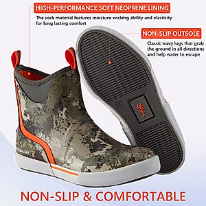 BASSDASH Men’s 6" Waterproof Deck Boots with Breathable Lining Anti-slip Neoprene Rubber Ankle Rain Boots for Fishing Boating