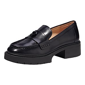 COACH Women's Flats Leah Loafer, Color Black, Size 5