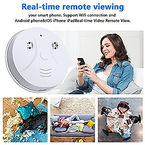 Hidden Camera Smoke Detector, HD 1080P WiFi Spy Hidden Camera with Night Vision and Motion Detection Small Mini Camera for Home Office Security Nanny Cams No Audio