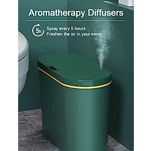 aDeerElf Automatic Trash Can with Essential Oil Diffuser,4 Gallon Bathroom Trash Cans with Lids,Touchless Trash Can Bedroom,Small Smart Trash Cans Motion Sensor Green