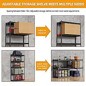 ZIKEBTUY Garage Storage Shelves, Adjustable 5-Tier Metal Heavy Duty Shelving, Utility Storage Rack for Garage Organization Warehouse Basement Shelf Rack, 35.8" W x 16.2" D x 72" H, 4 Pack