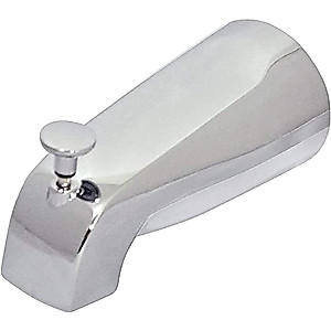 Tub Spout with Front Diverter, 1/2 inch IPS Female Front End Thread, 5-1/4 inch Overall Length, for 4 inch to 4-3/8 inch Length Galvanized Pipe Nipple, Polished Chrome Finish