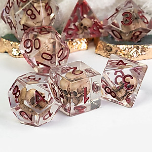 UDIXI Skull DND Dice Set, Resin D and D Dice Set Skull Dice Set D&D for RPG Dungeons and Dragons MTG and Other Tabletop Games