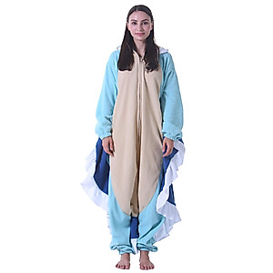 DELEY Unisex Blue Sea Hare Costume Adult Onesie, One Piece Pajamas, Halloween Cosplay Costumes Homewear Jumpsuit