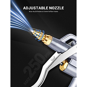 JASTIND Air Blow Gun with Adjustable Brass Air Nozzle, 2 Pcs Steel Extensions and 13.7 Inch Flexible Flow Hose, High Volume Air Gun Blower for Air Compressor Accessories Pneumatic Tool Dust Clean