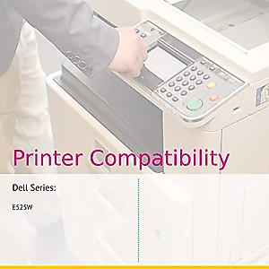 CS Compatible Toner Cartridge Replacement for Dell E525W 593-BBJX Black 593-BBJU Cyan 593-BBJV Magenta 593-BBJW Yellow Multifunction E525W 5 Color Set