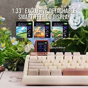 EPOMAKER RT100 Mechanical Keyboard, Retro Gaming Keyboard, with Display Screen, BT5.0/2.4G/USB-C 97 Keys Gasket Custom Keyboard, Hot Swappable, RGB Backlit, with Knob for Win/Mac (Gateron Pro Yellow)