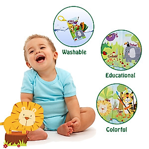 bebe mondo Jungle Baby Book Toys,Baby Books 0-6 Months,Touch and Feel Crinkle Cloth Books for Babies Infant Toys 0-3-6-12-18 Months,Interactive Infant Sensory Soft Toys,Shower Baby for Boys Girls