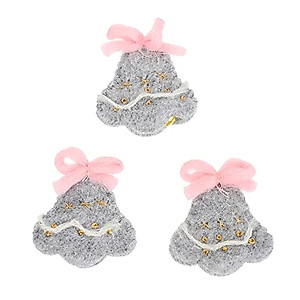 BESTOYARD 3pcs Bell Stickers Christmas Tree Decorations Christmas Ornaments Cute Jeans Wool Felt Christmas Patches DIY Christmas Gifts Scrapbook Accessories Xmas Bell Applique Xmas Decor Set