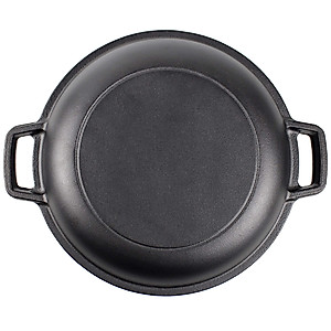 Cast Iron Dutch Oven with Skillet Lid - 10.23” diameter, 5 qt - Multi Cooker Stock Pot For Frying, Cooking, Baking & Broiling + 2 silicone potholders