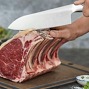 Tinor Chef Knife, 7 Inch Professional Kitchen Knife, German High Carbon Stainless Steel, Ergonomic Design, Ultra Sharp Knife for Cutting, Peeling, Slicing Fruit, Vegetables, Bread and Meat