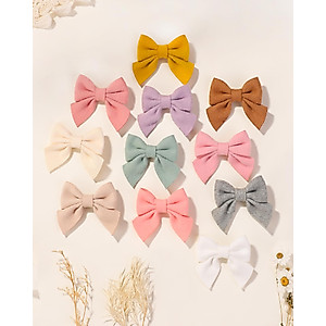 Jollybows 40PCS 2.8" Baby Girls Hair Bows Alligator Clips Woolen Hair Barrettes Hair Accessories for Little Girls Toddlers Teens Kids (1- Light Multi-colored)