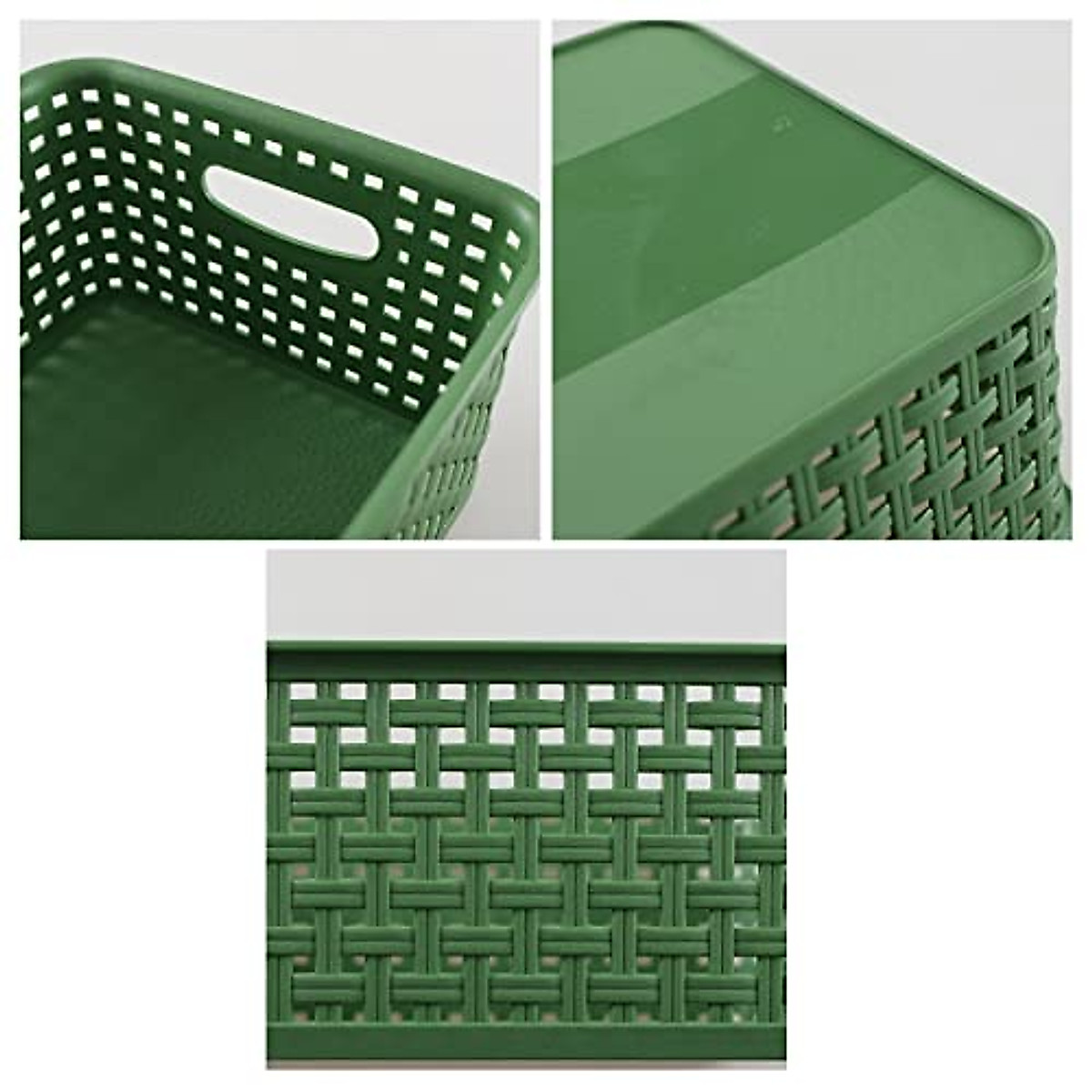 Ponpong Plastic Woven Storage Baskets, 6 Packs