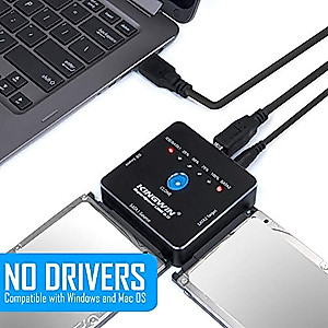 Kingwin USB 3.0 to SSD/SATA/IDE Adapter for 2.5 Inch, 3.5 Inch, 5.25 Inch Hard Drives with Offline One Touch Clone/Duplicator Function, Tool-Free, SATA I/II/III Support, Black, 3 TB (USI-2535CLU3)