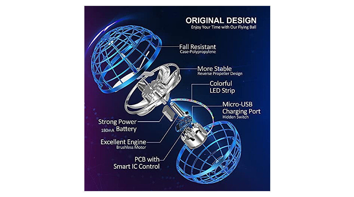 Flying Orb Ball Toy – Hand-Controlled Mini Drone for Fun Indoors & Outdoors