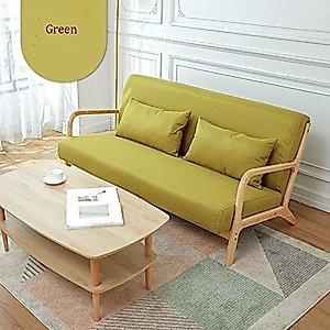 Teerwere Single Sofa Wooden Soft Fabric Couch for Office Living Room,5 Colors Specialties Recliner Chair (Color : Green, Size : 161x78x75cm)