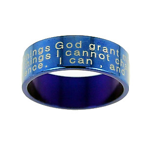 Religious Rings S21 Blue Serenity Prayer Stainless Steel Ring Jesus Christ AA 12 Step (7)