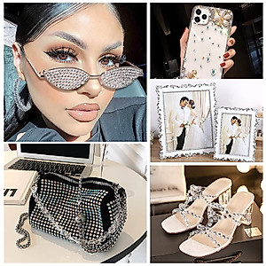 1600 Pcs 3/4/5/6 mm Self Adhesive Face Gems Rhinestones, Face Jewels Diamonds Sticky Gems for Makeup Hair Crafts Halloween Decorations