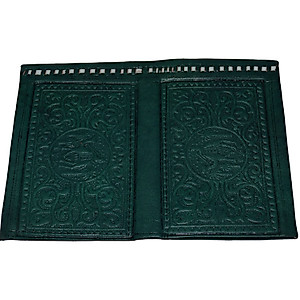 Treasures Of Morocco Handmade Moroccan By-fold Leather Wallet Large Vintage Exquisite Handy Dark green