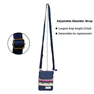 WITERY Small Canvas Cell Phone Purse Wallet- Handmade Cute Floral Cross Body Phone Pouch with Shoulder Strap for Women Teen Girls