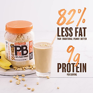 PBfit Pure Peanut, 100% Powdered Peanut Powder, Non-GMO, Plant-Based, Gluten-Free Protein Powder, 9g of Protein 9% DV, (24 oz)