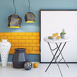 Gnomiya 32in Cocktail Table 2PCS, Portable High Top Table Granite White, Round Bar Height Folding Table with Removable Legs, Indoor Outdoor Banquet Table for Parties, Weddings, Events, Dining