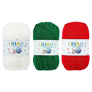 LIHAO 3 Skeins Yarn for Knitting Christmas Themed Yarn for DIY Xmas Crochet Crafts - 100% Acrylic, 50g