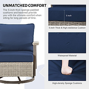 Yokayoay Wicker Patio Chairs Set of 4, Swivel Rocking Chairs Rattan Rocker Chairs Porch Chairs with Thickened Cushions and High Back Outdoor Furniture for Outside Porch Balcony Deck Garden