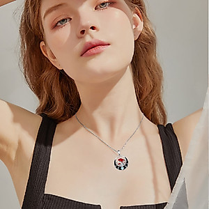 Mushroom Necklace Sterling Silver Moonstone Moon Phase Pendant Necklace Magical Mushroom Jewelry Gifts for Women