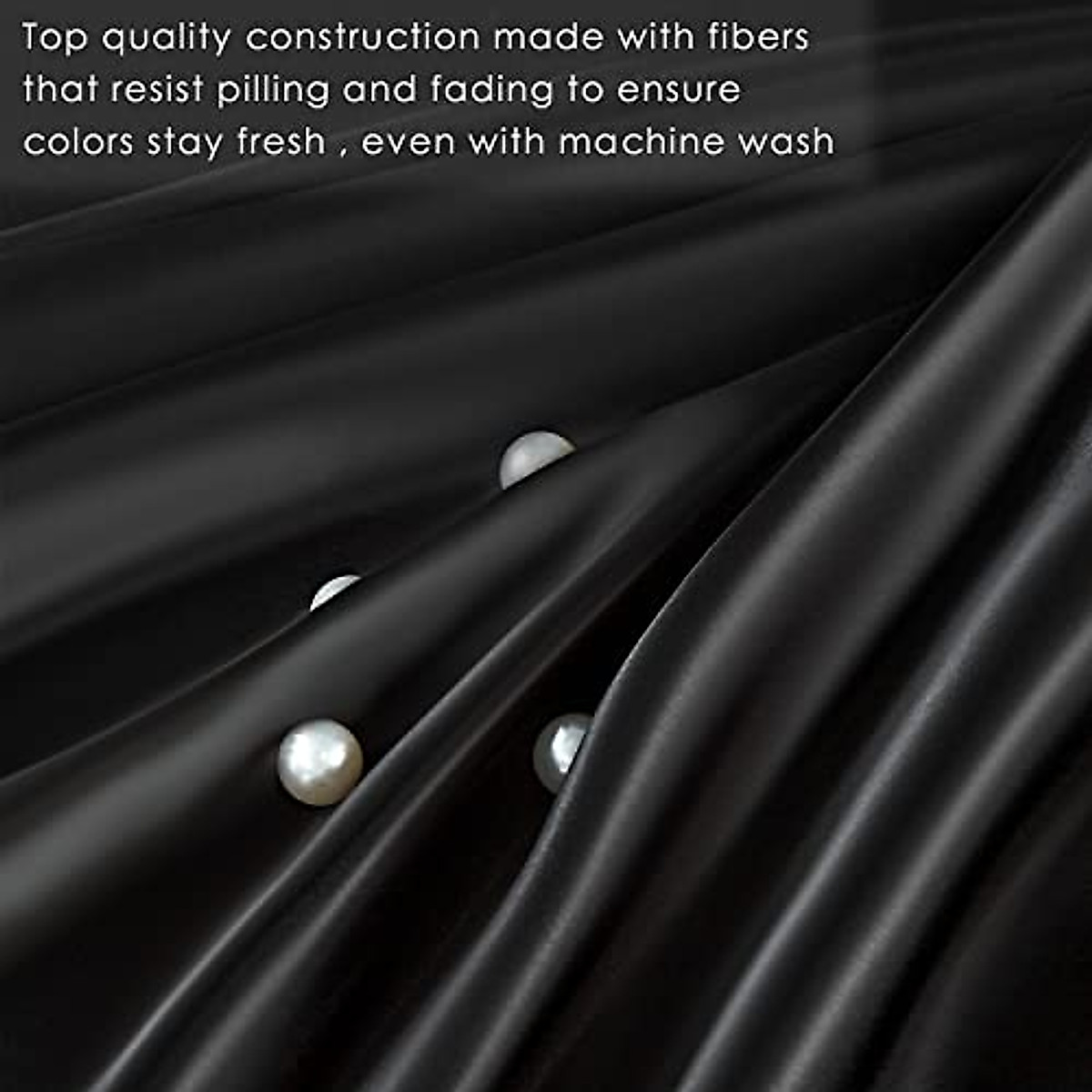 Koreyoshi 4 Pcs Satin Sheets - Luxury Silk Silky Super Soft Extra deep Pocket King Sheet Sets - Wrinkle & Fade Free - Fitted Sheet, Flat Sheet, Pillow Cases (Black, California King)