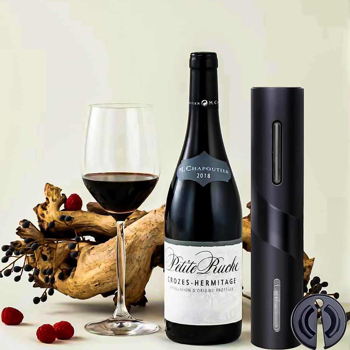 ManGotree Electric Wine Opener, Wine Bottle Opener with Foil Cutter, Wine Opener for Kitchen Storage, Battery Operated Corkscrew Wine Opener, Suit for Home Party Wedding etc. (Black)