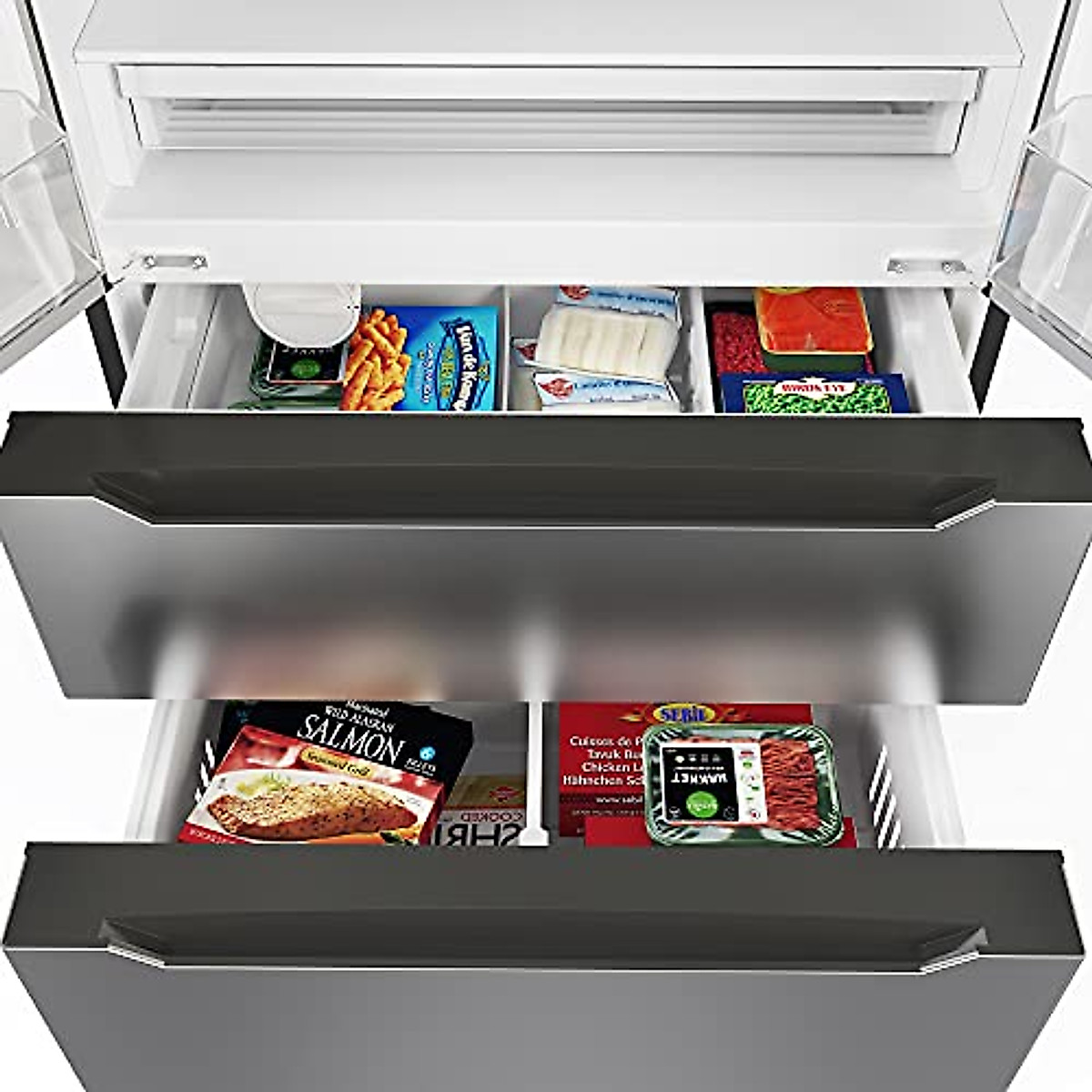 KoolMore RS-FR22 Counter Depth 22.5 Cu.Ft French Door Refrigerator with Automatic Ice Maker Stainless-Steel Fridge, Silver