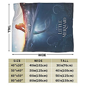 Mermaid Movie Throw Blanket for Kids & Adults, All Seasons Flannel Fleece Blanket Soft Plush Blankets for Couch Sofa Bed Camping Travel 40"x30"